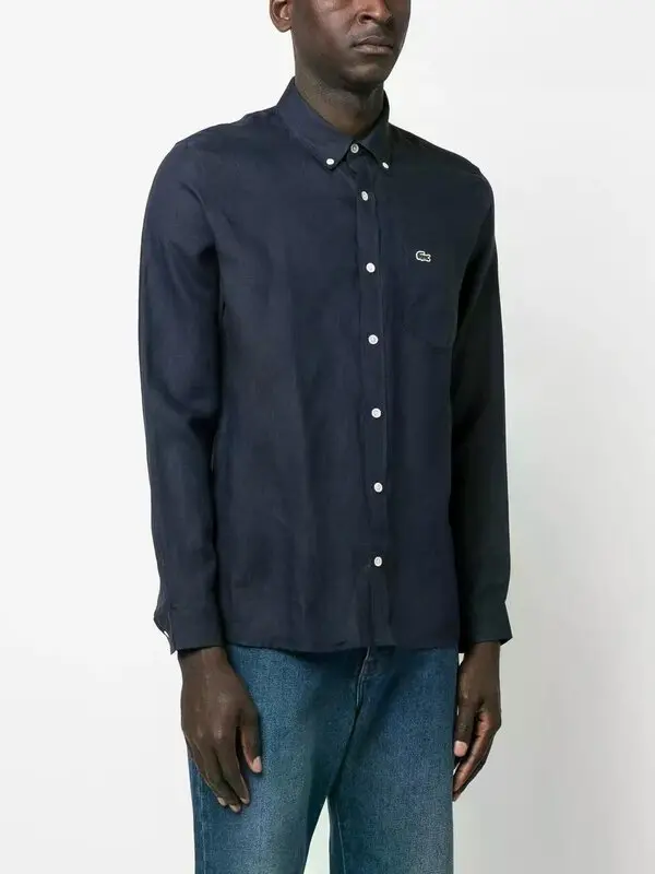 Lacoste Logo-embroidered Button-down Shirt - Blue