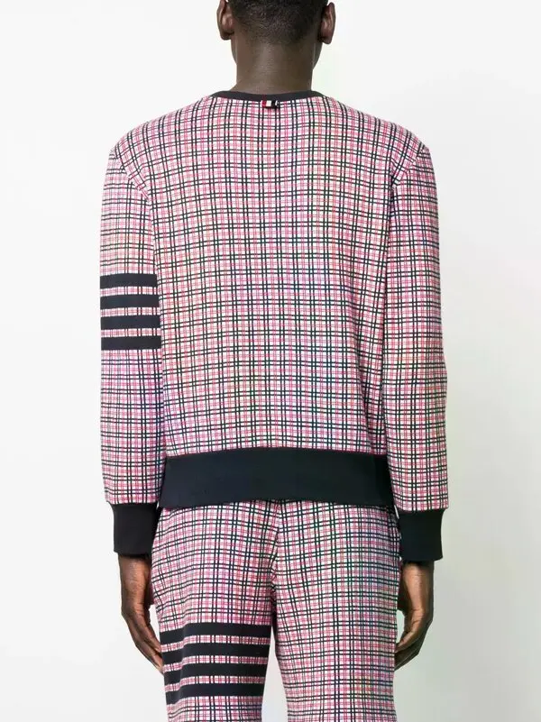 Thom Browne Checked Jacquard Crew-neck Sweatshirt
