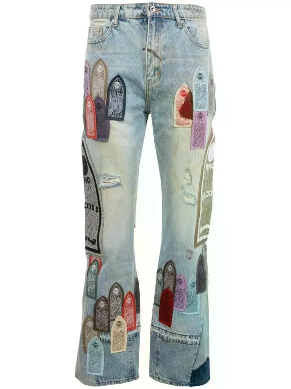 WHO DECIDES WAR Washed Denim Jeans - Blue