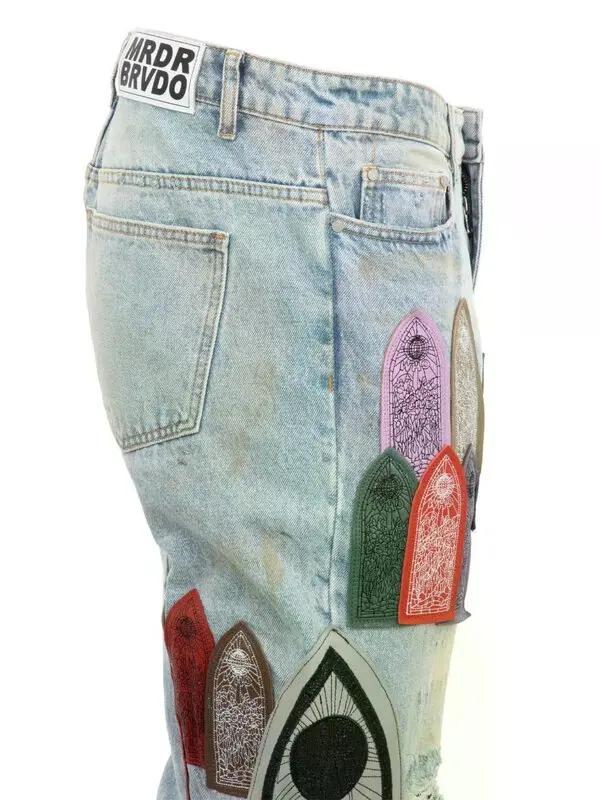 WHO DECIDES WAR Washed Denim Jeans