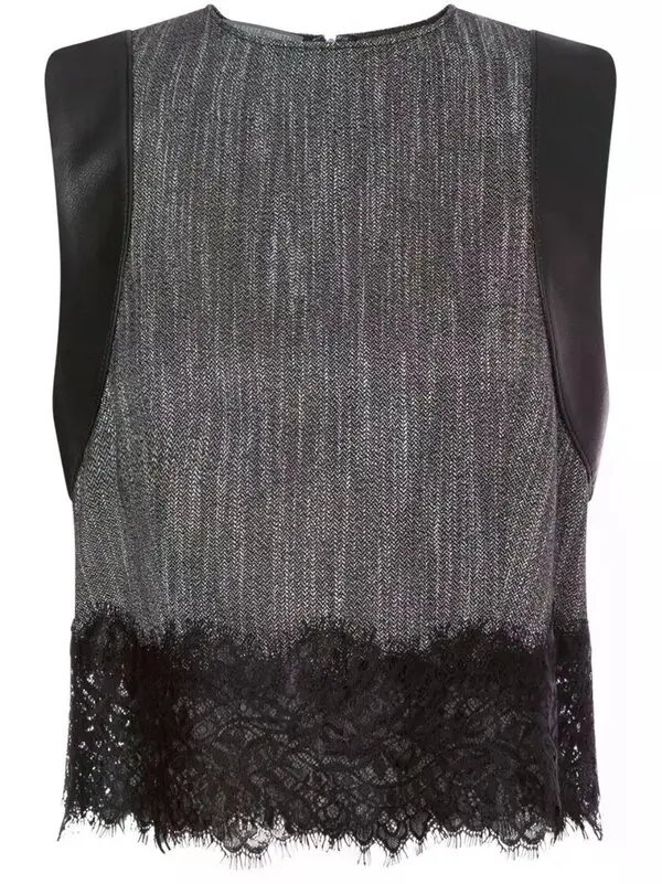 Alberta Ferretti Sleeveless Lace-detail Top