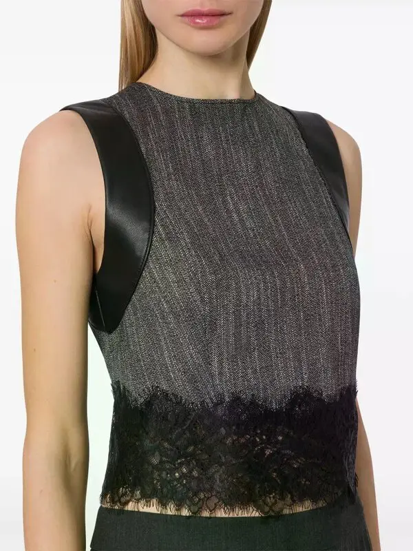 Alberta Ferretti Sleeveless Lace-detail Top
