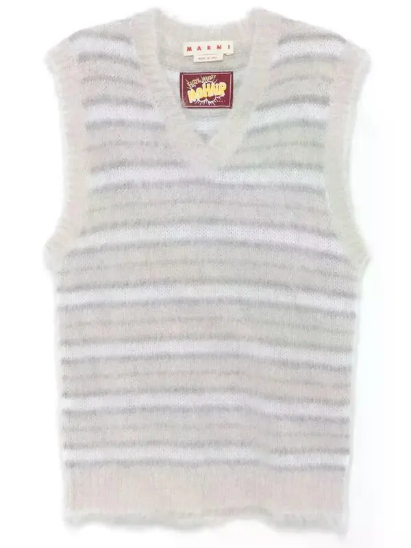 Marni Striped Knitted Vest - Grey