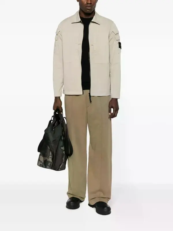 Stone Island Compass-patch Zip-up Shirt Jacket