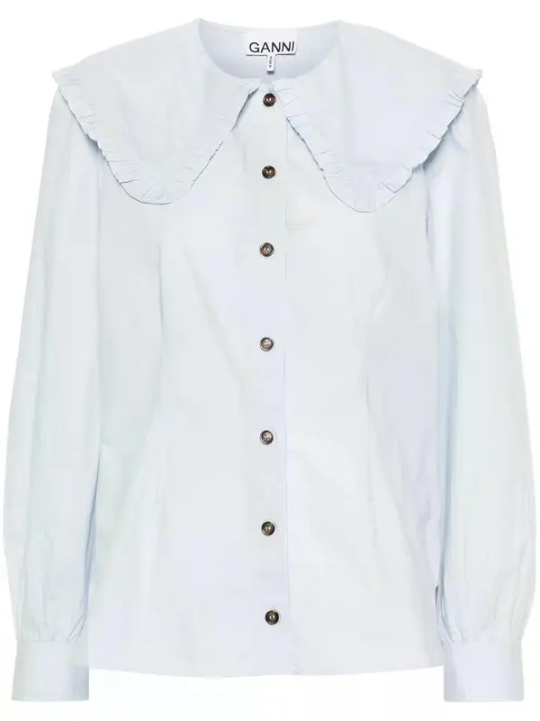 GANNI Puritan-collar Cotton Shirt