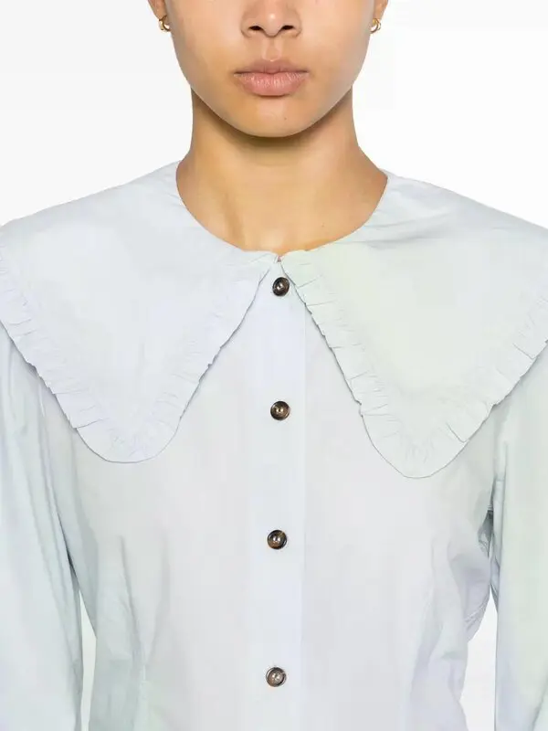 GANNI Puritan-collar Cotton Shirt