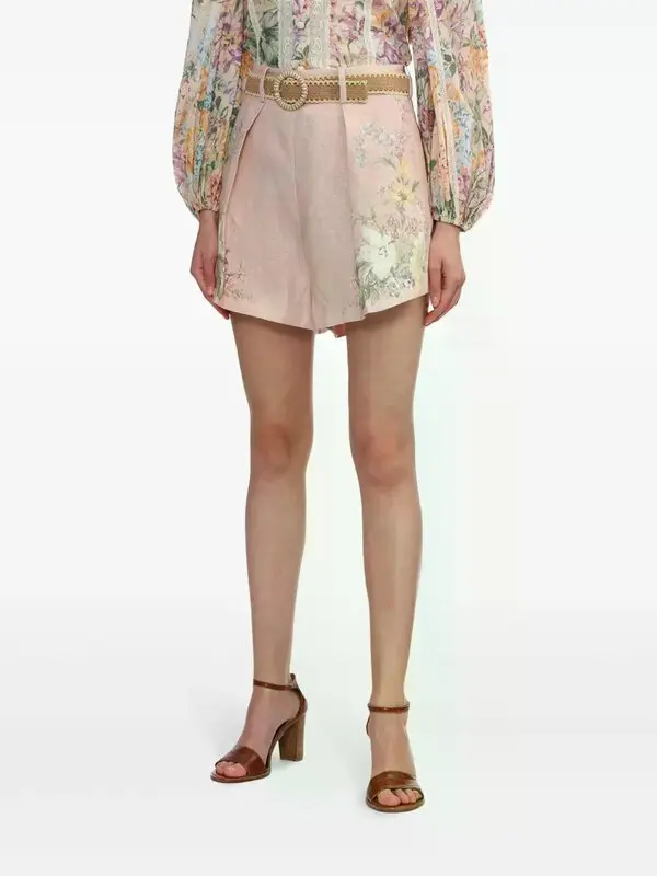 Zimmermann Waverly Floral-print Linen Shorts