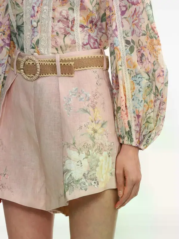 Zimmermann Waverly Floral-print Linen Shorts