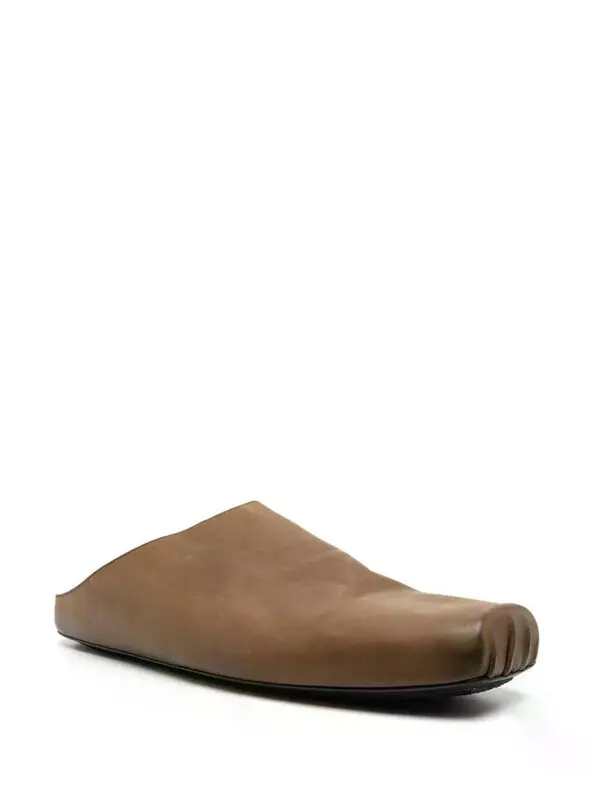 UMA WANG Square-toe Leather Slippers - Green
