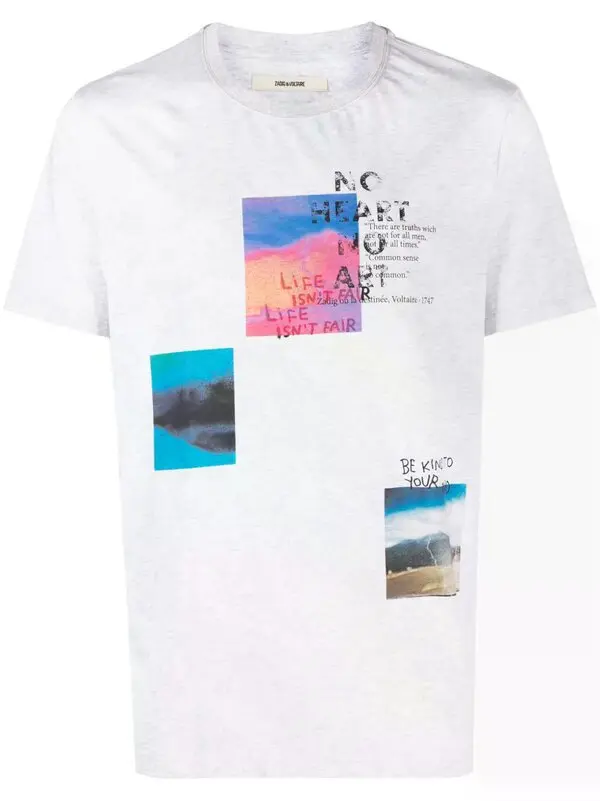 Zadig&Voltaire Graphic-print Mélange-effect T-shirt - Grey