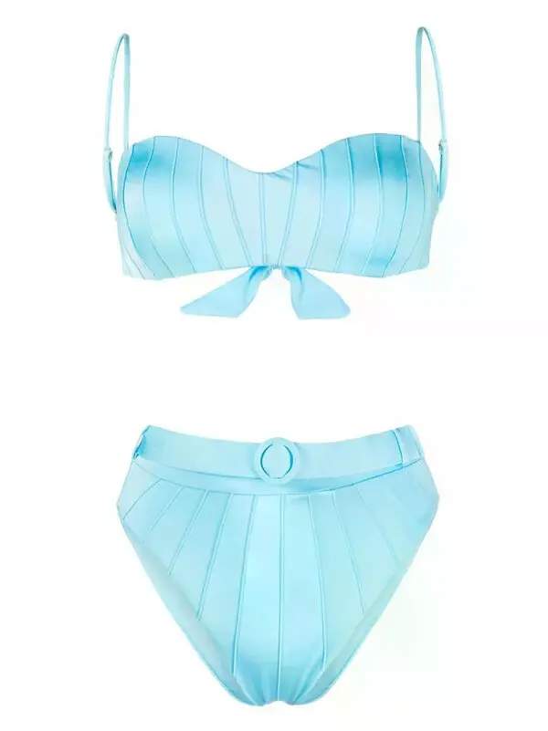 NOIRE SWIMWEAR High-waist Belted Bikini Set - Blue