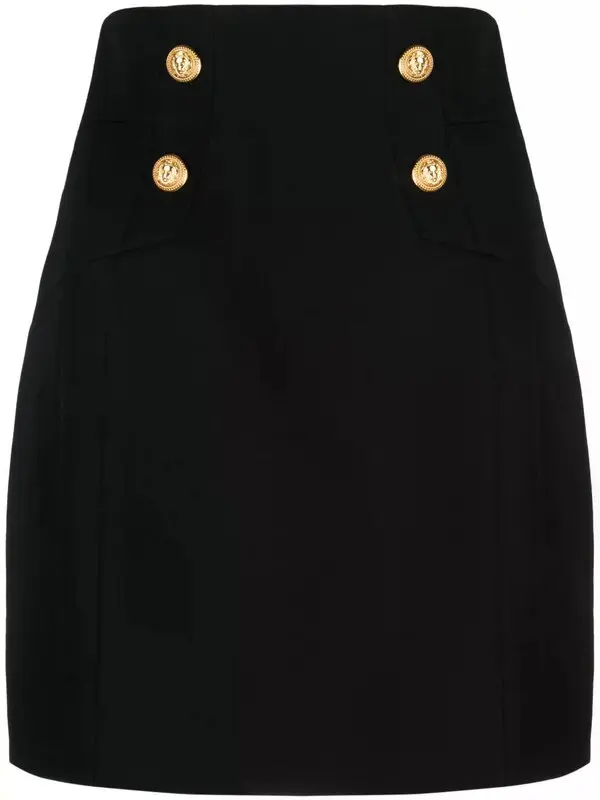 Balmain High-waisted Wool Miniskirt