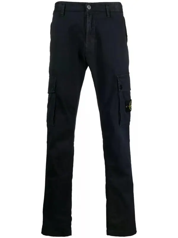 Stone Island Compass-motif Cotton Cargo Pants - Blue
