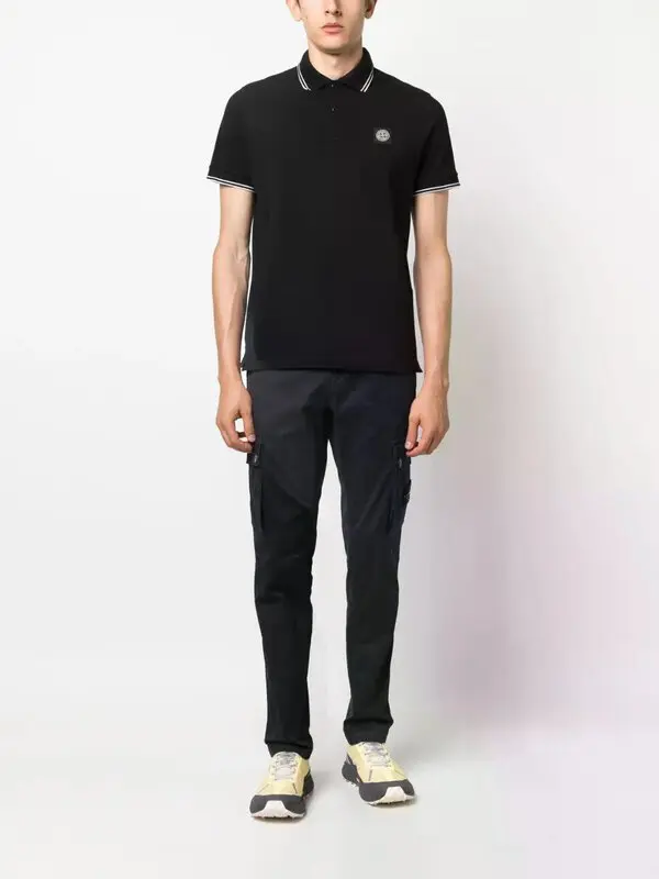 Stone Island Compass-motif Cotton Cargo Pants - Blue