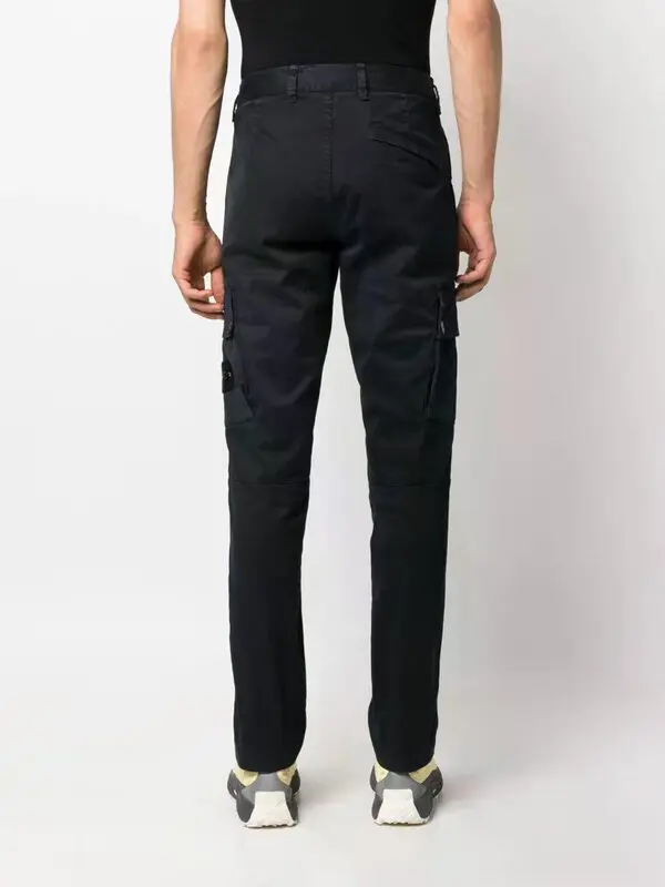 Stone Island Compass-motif Cotton Cargo Pants - Blue