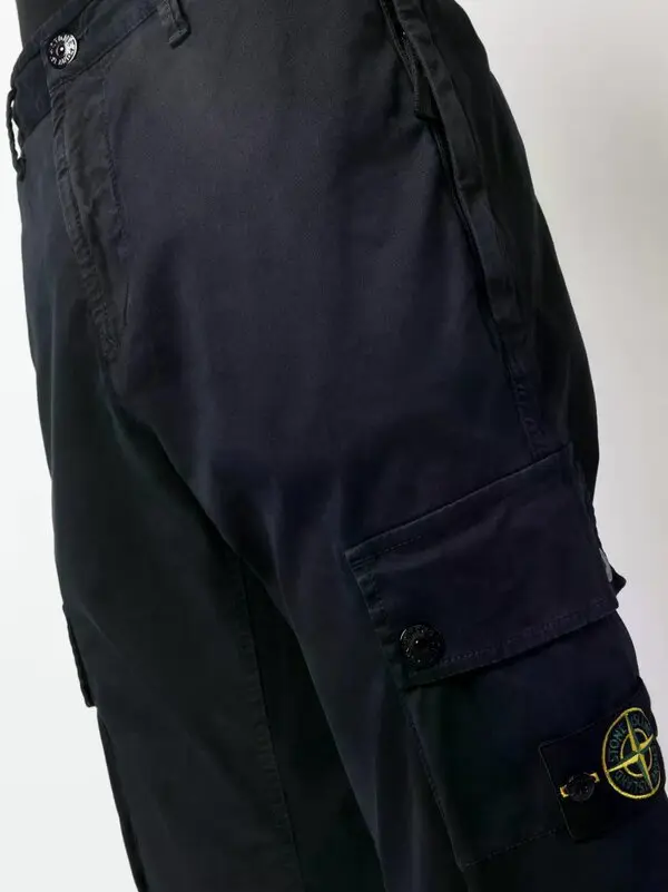 Stone Island Compass-motif Cotton Cargo Pants - Blue
