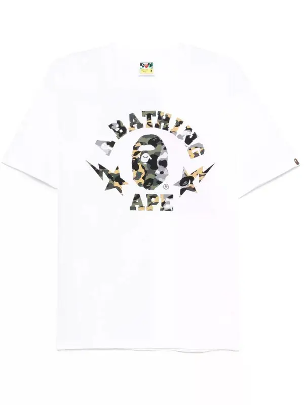A BATHING APE 1st Camo Crazy Sta College Tee - White