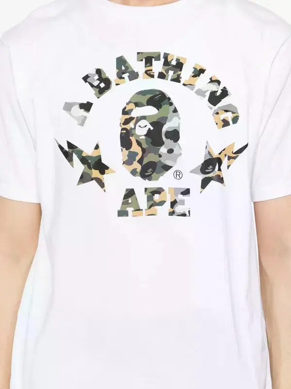 A BATHING APE 1st Camo Crazy Sta College Tee - White