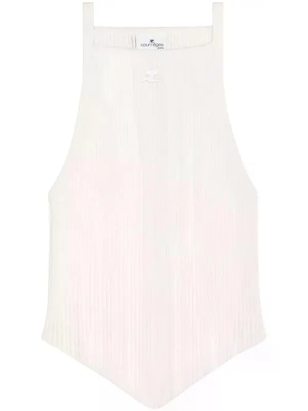 COURREGES Rib-knit Asymmetrical Top - White