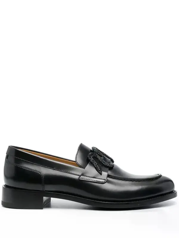 Rene Caovilla Crystal-embellished Leather Loafers