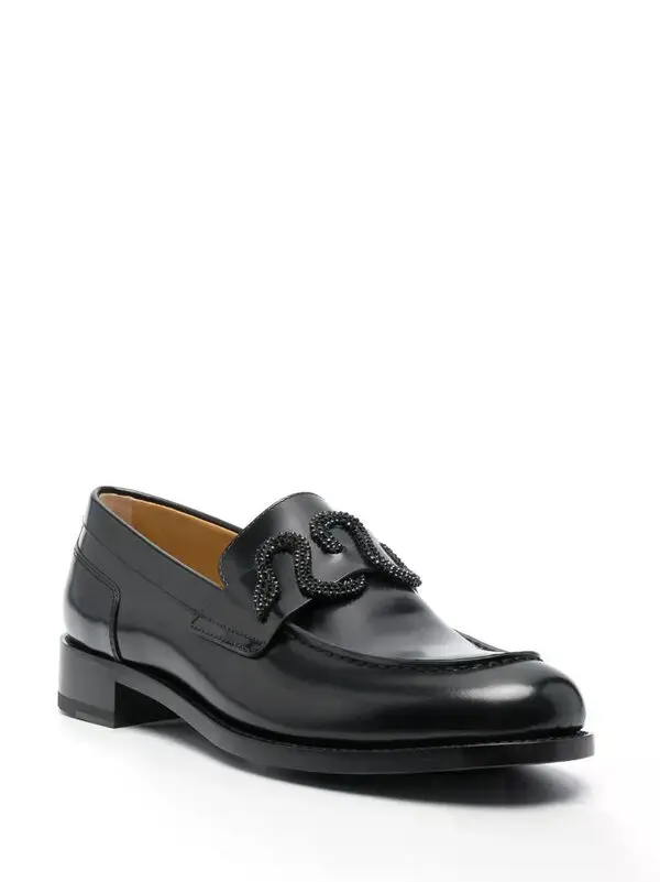 Rene Caovilla Crystal-embellished Leather Loafers