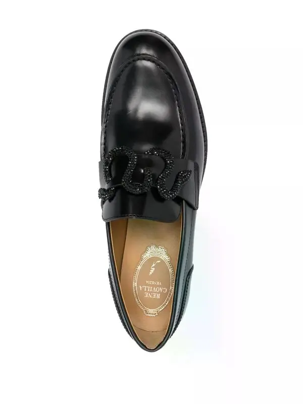 Rene Caovilla Crystal-embellished Leather Loafers
