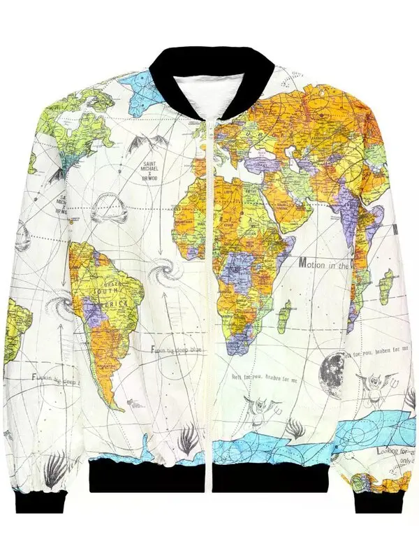 SAINT MXXXXXX World Map Bomber Jacket - White