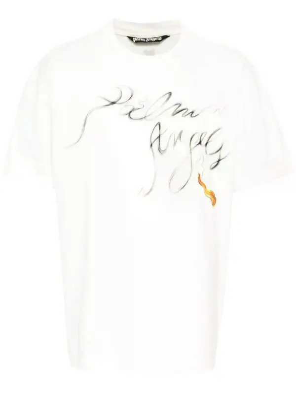Palm Angels Foggy Logo-print T-shirt - White