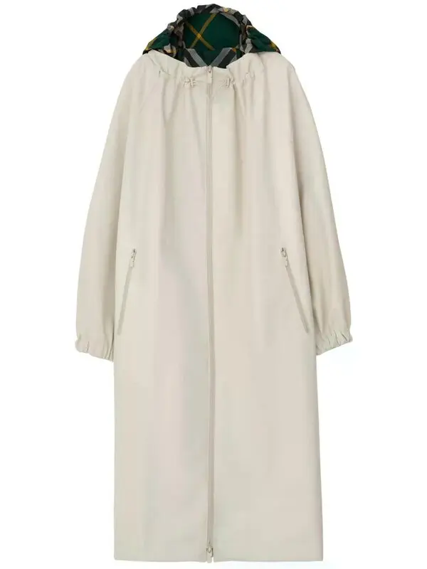 Burberry Checked-hood Gabardine Parka Coat
