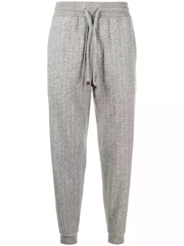 Brunello Cucinelli Striped Cashmere-blend Track Pants