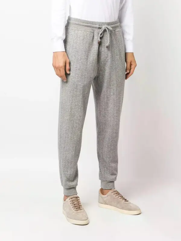 Brunello Cucinelli Striped Cashmere-blend Track Pants