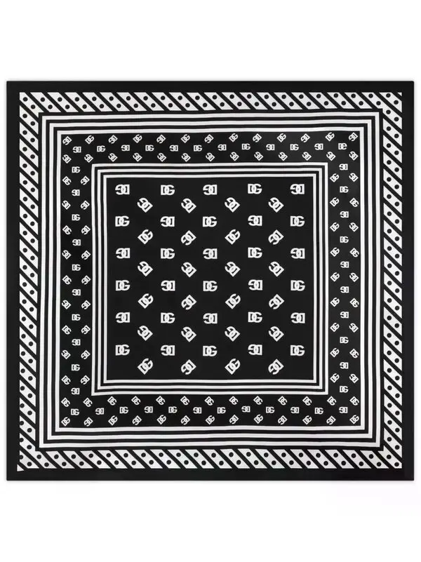 Dolce & Gabbana Dc Logo-print Silk Scarf - Black