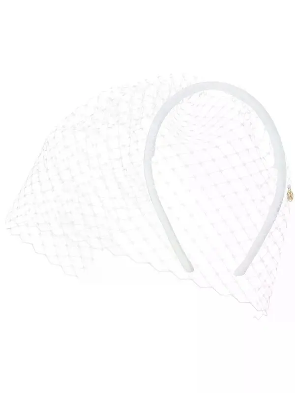 MAISON MICHEL Veil-detail Satin Headband - White