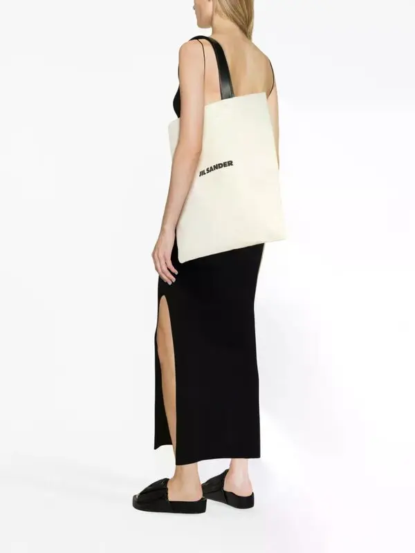 JIL SANDER Logo-print Canvas Tote Bag - Neutrals
