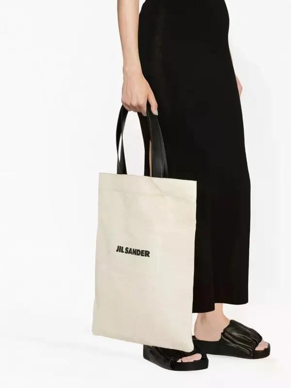 JIL SANDER Logo-print Canvas Tote Bag - Neutrals