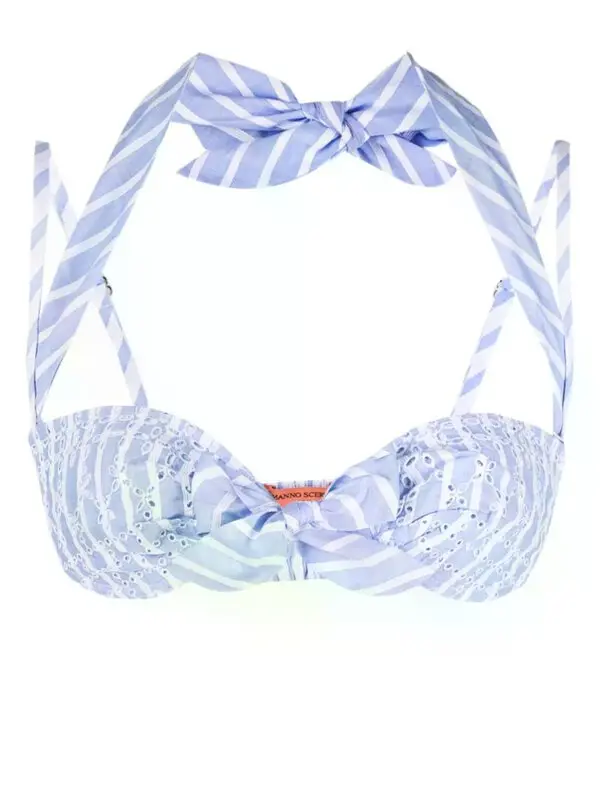 Ermanno Scervino Broderie-anglaise Bikini Top - Blue