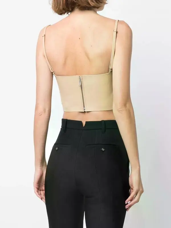 Off-White Cropped Leather Bustier Top