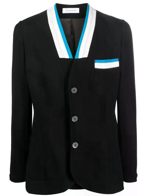 KIKO KOSTADINOV Striped-trim Single-breasted Blazer - Black