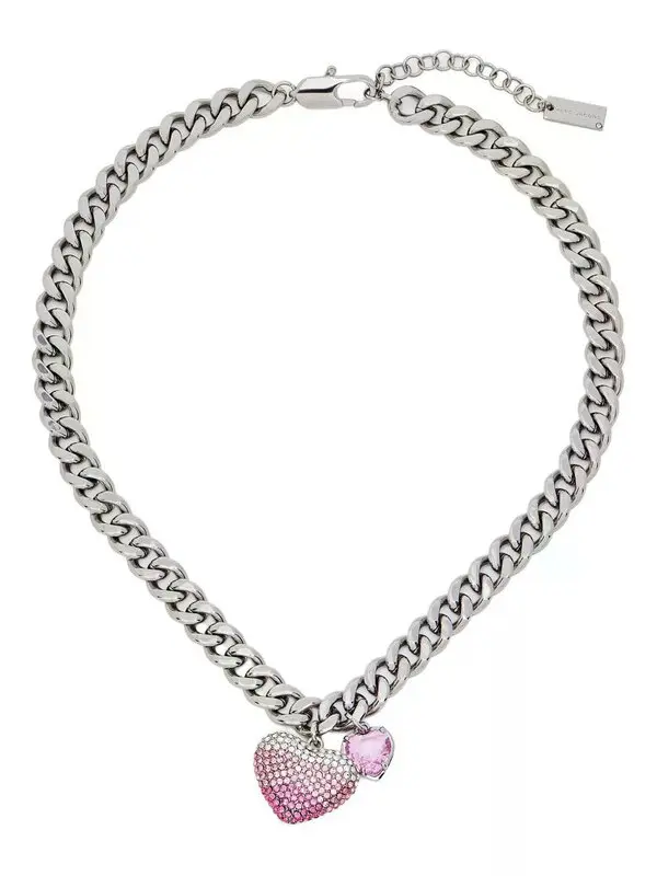 Marc Jacobs Heart Balloon Pave Necklace - Silver