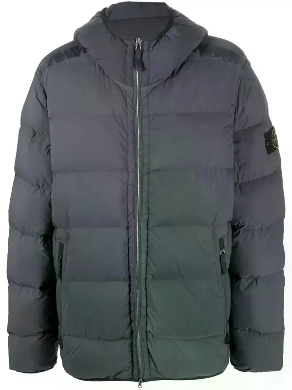 Stone Island Feather Down Hooded Coat - Grey