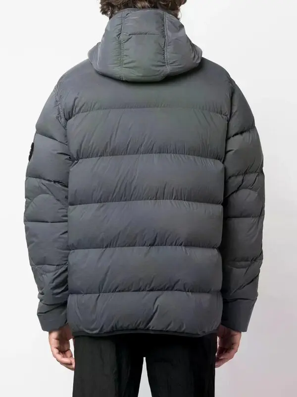 Stone Island Feather Down Hooded Coat - Grey