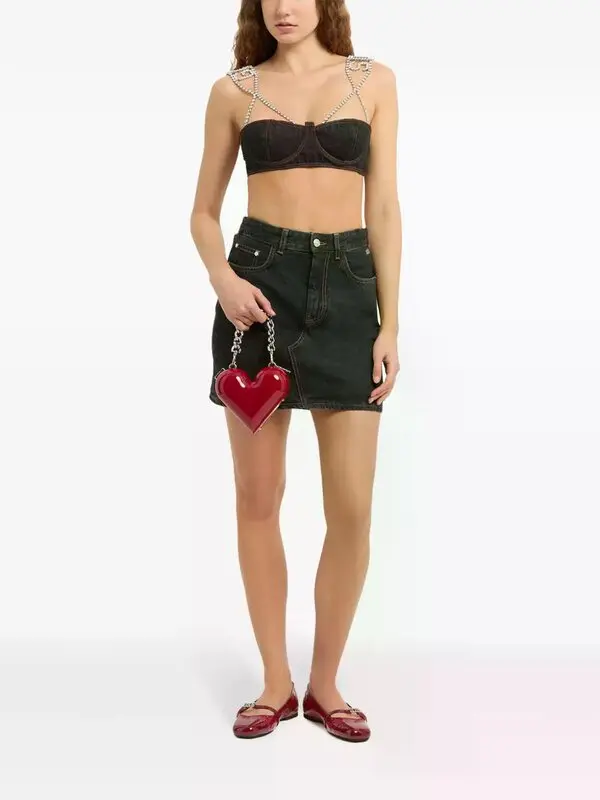 Gcds Chocker Denim Bra - Black