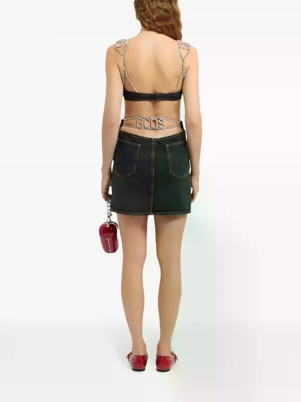 Gcds Chocker Denim Bra - Black