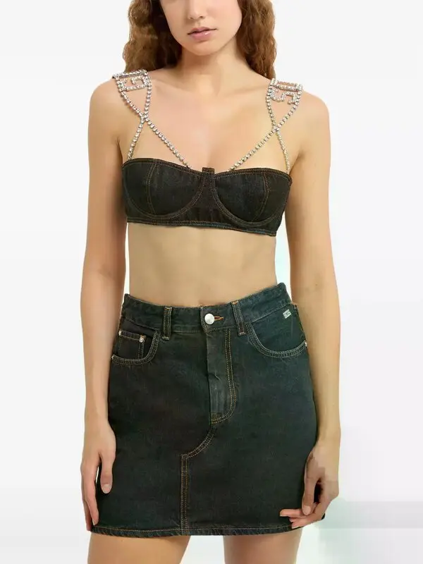 Gcds Chocker Denim Bra - Black