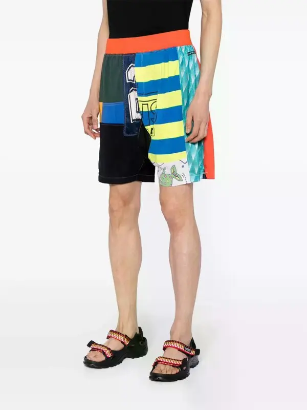 Amen Patchwork Cotton Jersey Track Shorts