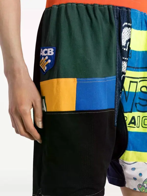 Amen Patchwork Cotton Jersey Track Shorts