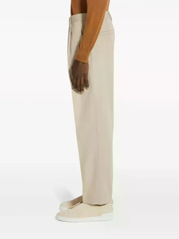 Zegna Tapered Tailored Trousers - Neutrals