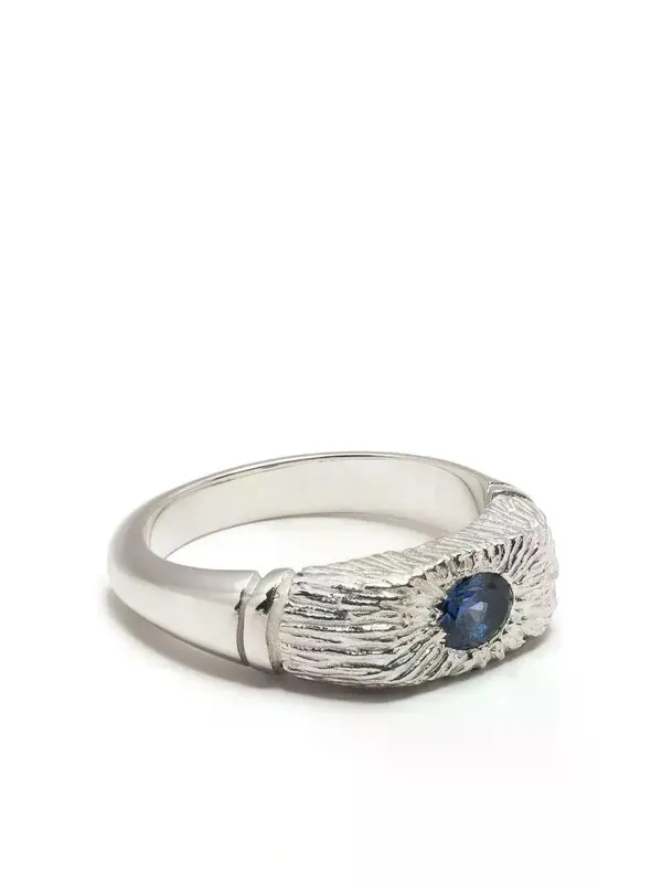 BLEUE BURNHAM Sterling Silver Hand Me Down Signet Ring With Sapphire