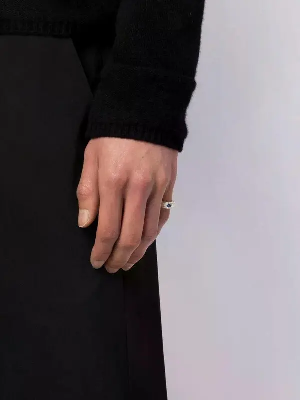 BLEUE BURNHAM Sterling Silver Hand Me Down Signet Ring With Sapphire