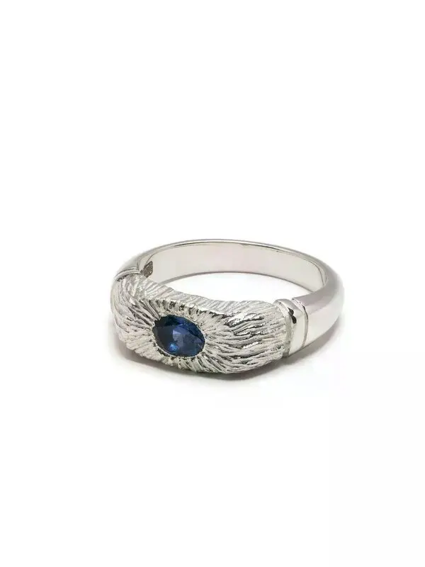 BLEUE BURNHAM Sterling Silver Hand Me Down Signet Ring With Sapphire